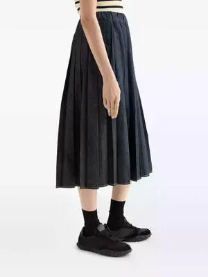 JIL SANDER Pleated Denim Straight Skirt