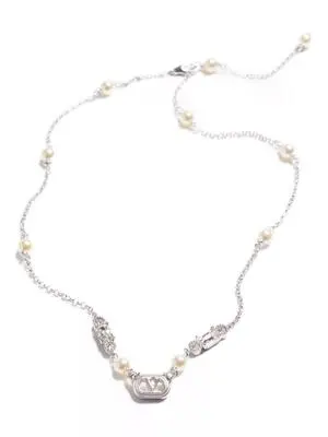 Valentino Garavani Tone Ovallette Necklace With Pearl Embellishment