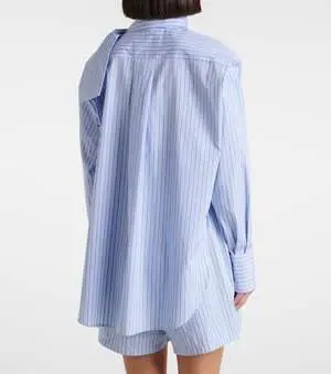 Plan C Striped Cotton Shirt With Scarf Detail