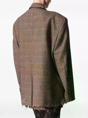 ARTICLE TEN Distressed Plaid Double-breasted Blazer