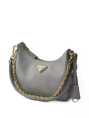 Prada Mini Re-edition Leather Shoulder Bag - Grey