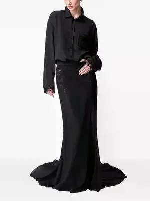 ARTICLE TEN Semi-sheer Maxi Skirt With Lace Detail