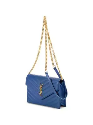 Saint Laurent Chevron Chain Wallet - Blue