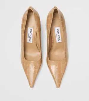 JIMMY CHOO Ixia 80 Croc-embossed Leather Pumps - Neutral