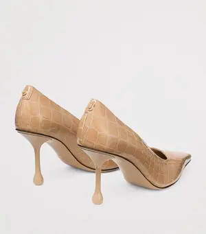 JIMMY CHOO Ixia 80 Croc-embossed Leather Pumps - Neutral