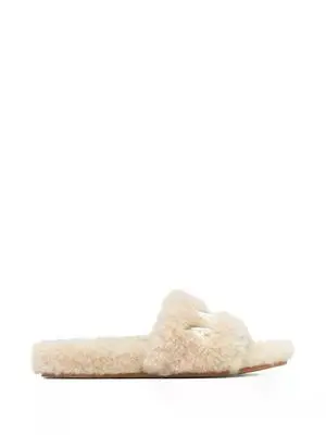Amiri Shearling Logo Embroidered Slippers