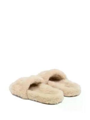 Amiri Shearling Logo Embroidered Slippers