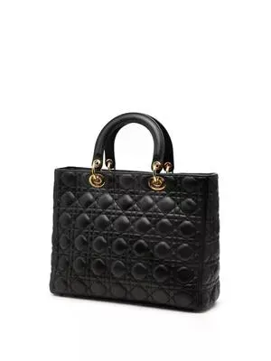 Dior Lambskin Cannage Lady Satchel - Black