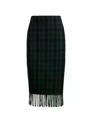 Polo Ralph Lauren Fringed Check Midi Skirt