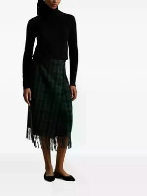 Polo Ralph Lauren Fringed Check Midi Skirt