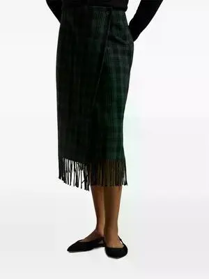 Polo Ralph Lauren Fringed Check Midi Skirt