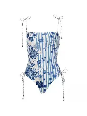 Agua Bendita Posh Batik Reversible One-piece Swimsuit - White