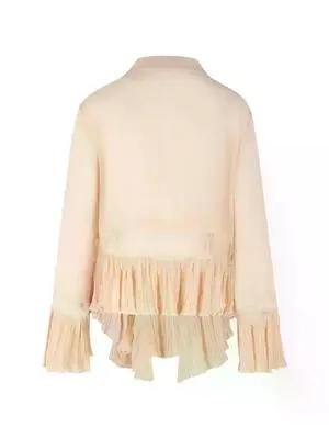 Blumarine Asymmetrical Ruffled Blouse With Lace Inserts - Neutrals