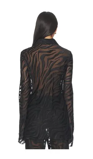 LAMARQUE Camine Sheer Zebra Print Top With Front Tie