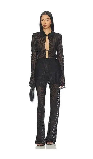 LAMARQUE Camine Sheer Zebra Print Top With Front Tie