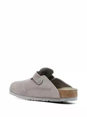 BIRKENSTOCK Boston Suede Buckle Mules - Grey