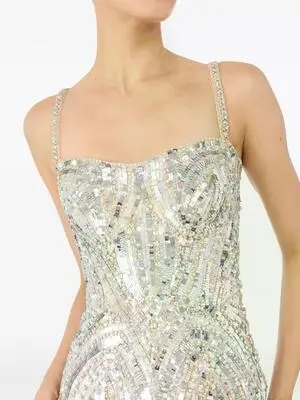 Jenny Packham Crystal-embellished Structured-bodice Dress - Silver