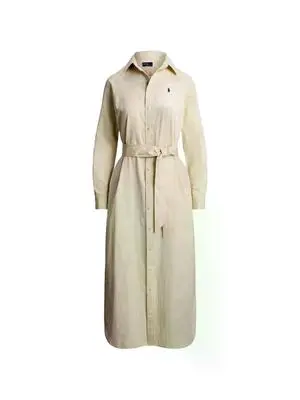 Polo Ralph Lauren Belted Shirt Midi Dress - Neutrals