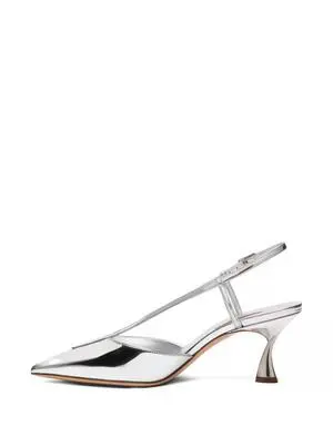 Casadei Mirrored Finish Buckled Slingback Pumps