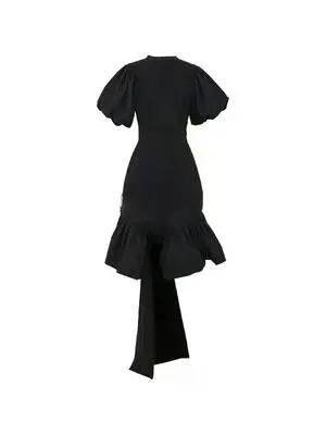 Rokh Ruffled Puff-sleeve Midi Dress