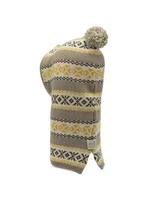 Kapital Pom-pom Striped Knit Balaclava