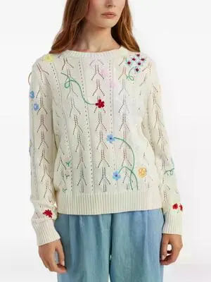 Chinti & Parker Floral-embroidered Sweater