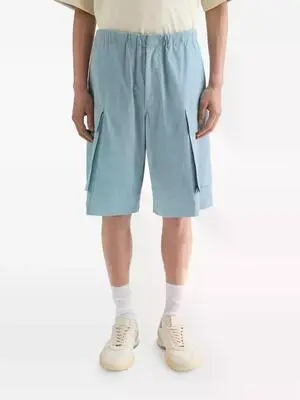 JIL SANDER Poplin Texture Cotton Cargo Shorts - Blue