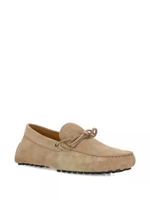 TOD'S Tie Detail Suede Loafers - Neutrals