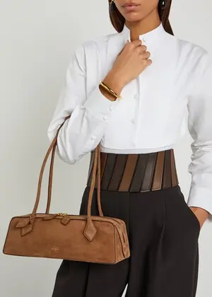 Alaïa Le Teckle Grained Nubuck Shoulder Bag - Brown