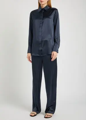 Olivia Von Halle Bacall Silk Pyjama Set - Navy