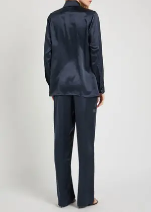 Olivia Von Halle Bacall Silk Pyjama Set - Navy