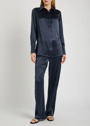 Olivia Von Halle Bacall Silk Pyjama Set - Navy