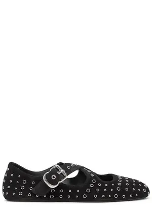 Alaïa Suede Ballet Flats With Buckled Straps - Black