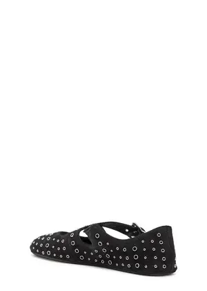 Alaïa Suede Ballet Flats With Buckled Straps - Black