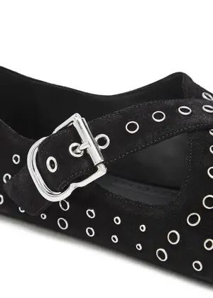 Alaïa Suede Ballet Flats With Buckled Straps - Black