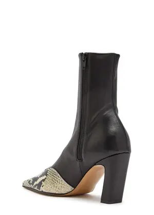 Khaite Nevada 85 Python-effect Leather Ankle Boots - Black