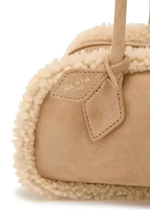 Alaïa Le Teckle Shearling-trimmed Suede Shoulder Bag