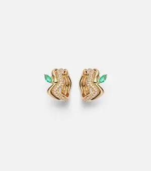 Shay Jewelry 18kt Diamond And Emerald Earrings - Gold