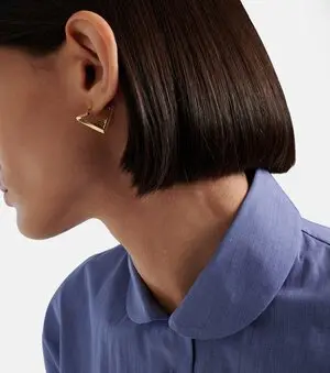 Prada Logo Triangle Hoop Earrings