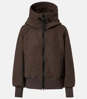 Canada Goose Label Wool-blend Zip-up Jacket With Drawstring Hood
