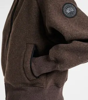 Canada Goose Label Wool-blend Zip-up Jacket With Drawstring Hood