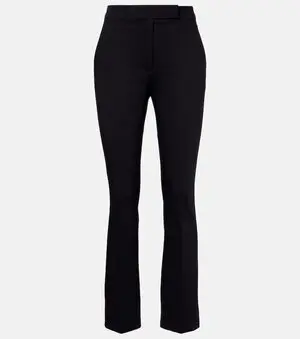 Max Mara Cropped Slim Cotton-blend Pants - Black