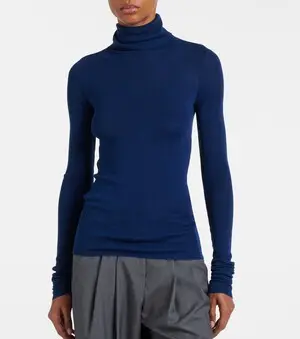 THE FRANKIE SHOP Utica Wool And Cotton Turtleneck Sweater - Blue