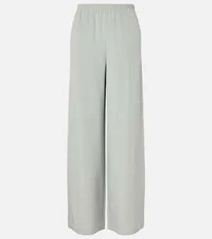 Max Mara Max Mara Silk-Blend Wide-Leg Trousers Green