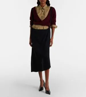 Prada Crepe Midi Skirt With Strap Detail
