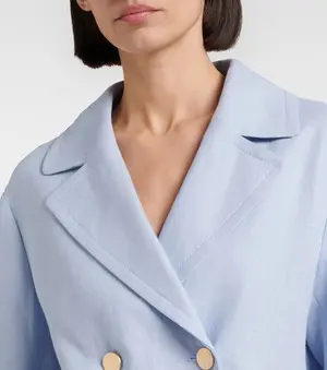 Max Mara Avenue Double-breasted Linen Blazer - Blue