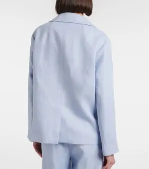 Max Mara Avenue Double-breasted Linen Blazer - Blue