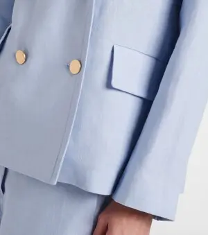 Max Mara Avenue Double-breasted Linen Blazer - Blue