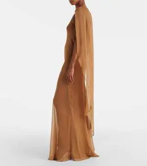 THE SEI Caped Silk Satin Gown