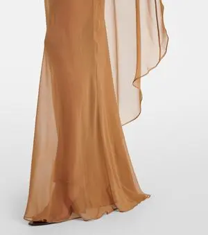 THE SEI Caped Silk Satin Gown